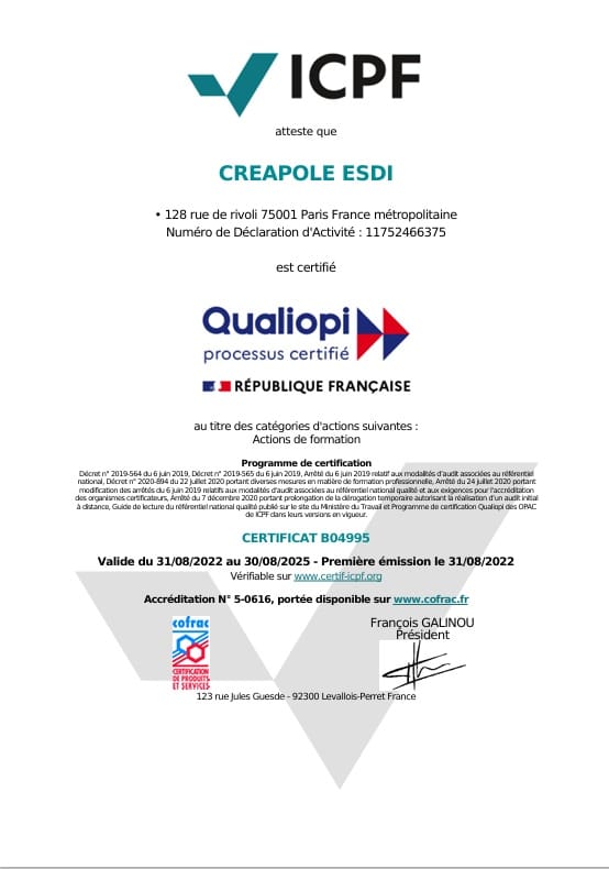 Certificat_Qualiopi | CREAPOLE - ESDI